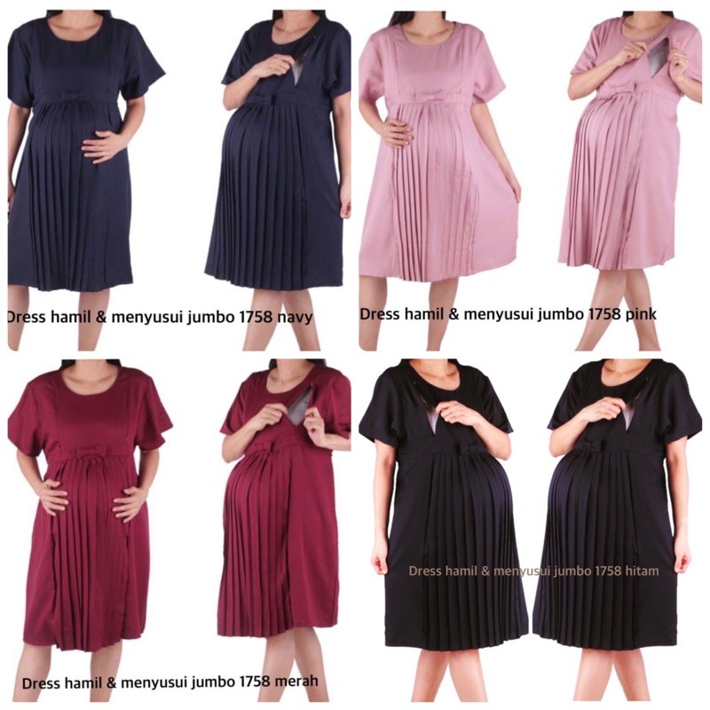 Jual Baju hamil Dress hamil dan menyusui jumbo HMILL 1758 baju hamil ...