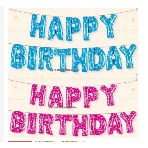 Jual Paket Balon Foil Huruf Happy Birthday Pink dan Biru / Balon Huruf ...