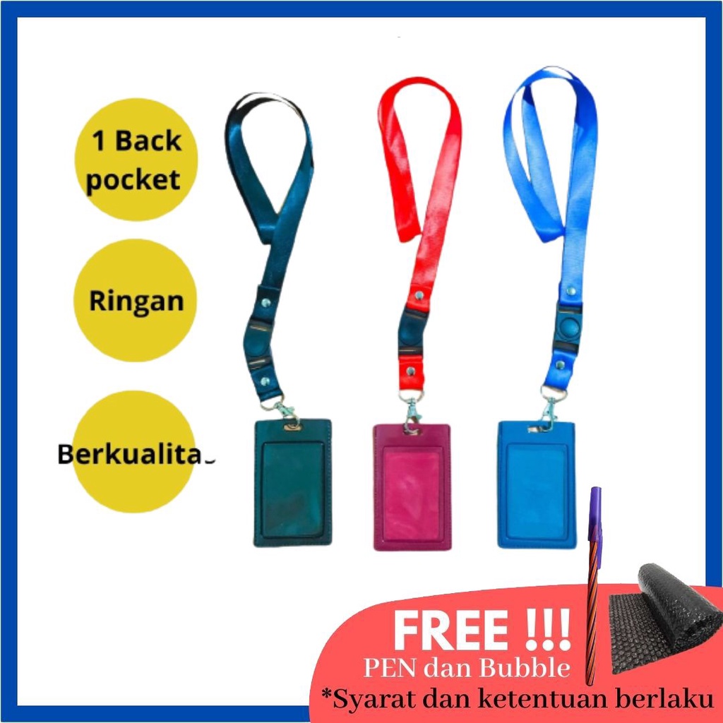 Jual Topla ID CARD + Lanyard Tali Cantol Polos 2 cm Clip Tempat Name ...
