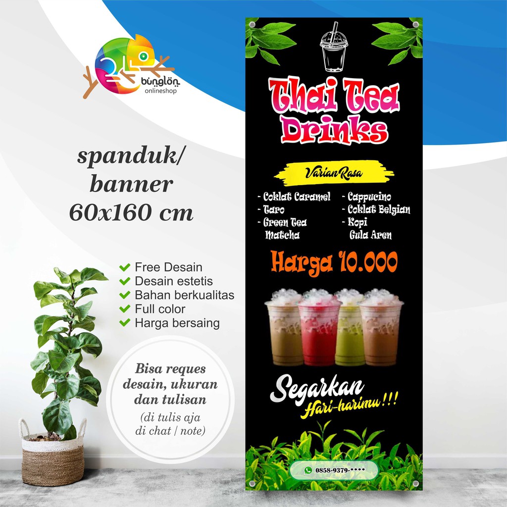 Jual Spanduk, Banner Berdiri Thai Tea, Boba, Milkshake | Shopee Indonesia