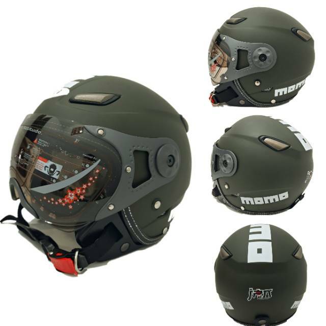 Jual Helm Momo JPN Pilot Army Dof | Shopee Indonesia