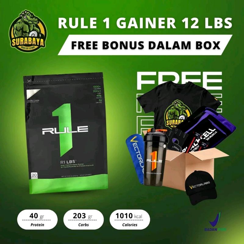 Jual RULE 1 GAINER 12 LBS R1 RULE ONE RULE1 SUSU FITNESS WEIGHT GAIN ...