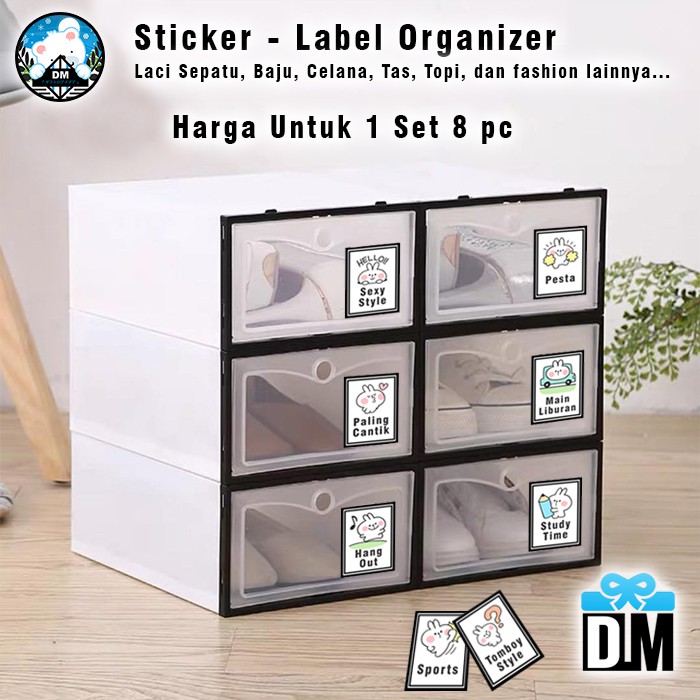 Jual Sticker Stiker Label Organizer Rak Sepatu Lemari Laci Box Wadah ...