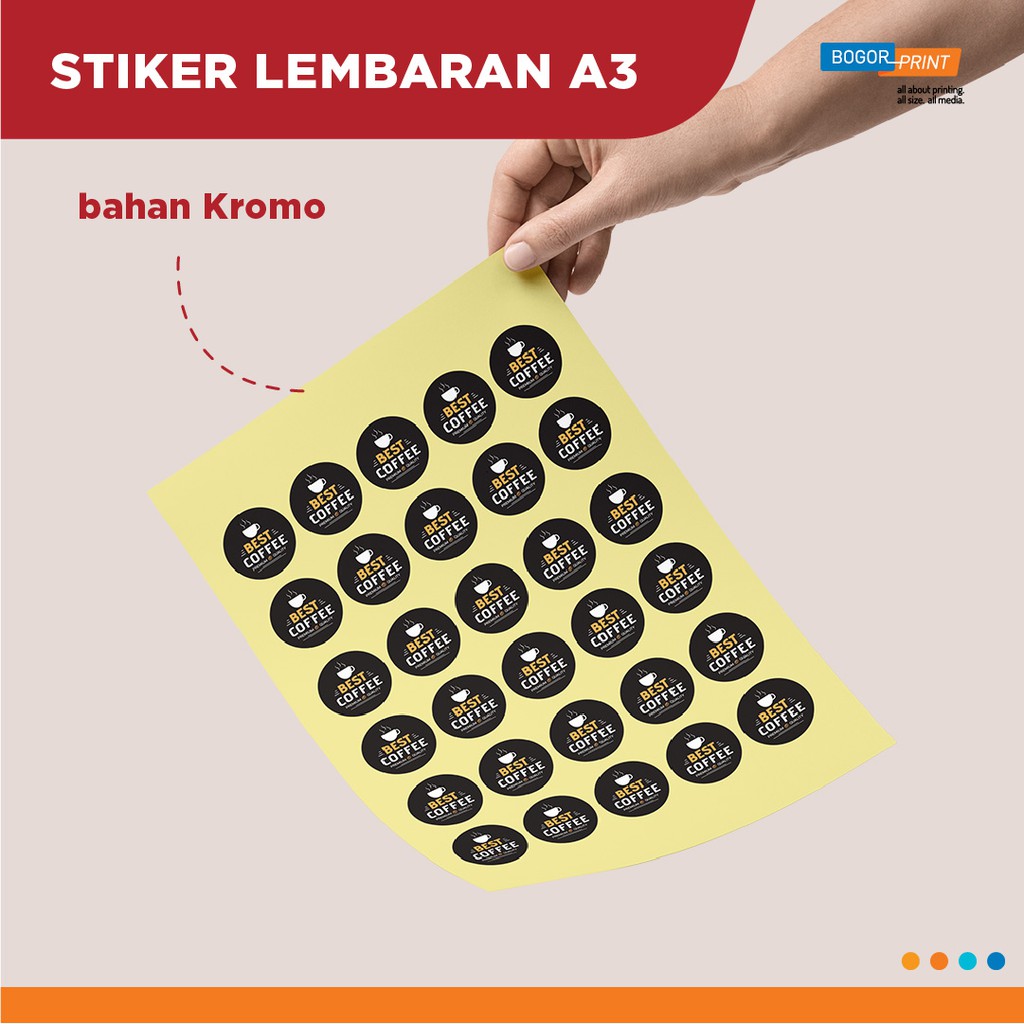 Jual Cetak Stiker Kromo / Cromo Custom ukuran A3+ / Full Color / Potong ...