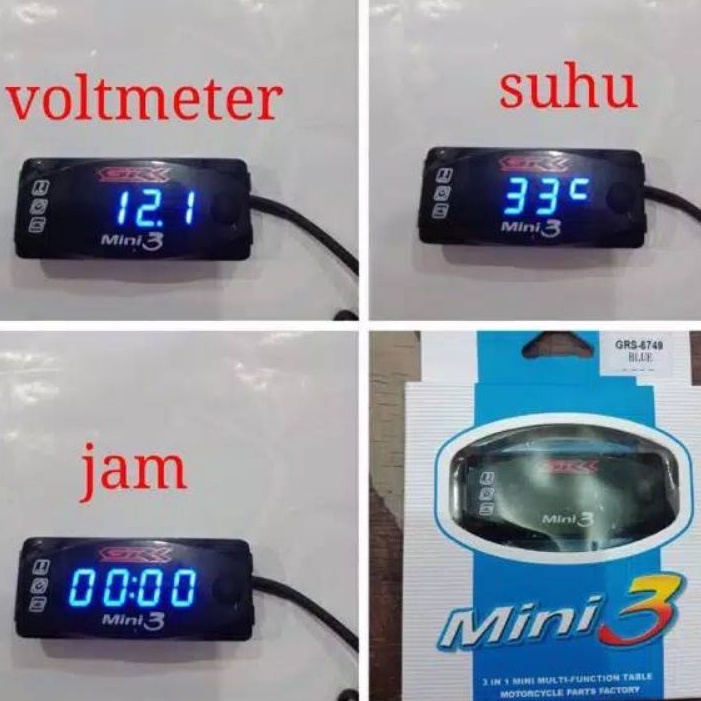 Jual voltmeter 3in1 untuk pengukur aki jam digital suhu universal semua ...
