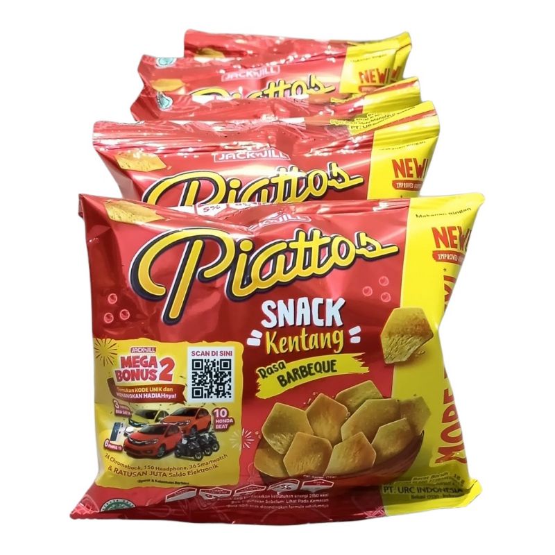 Jual PIATTOS Snack Kentang Rasa Barbeque 20 gram (1 renceng isi 10 pcs ...