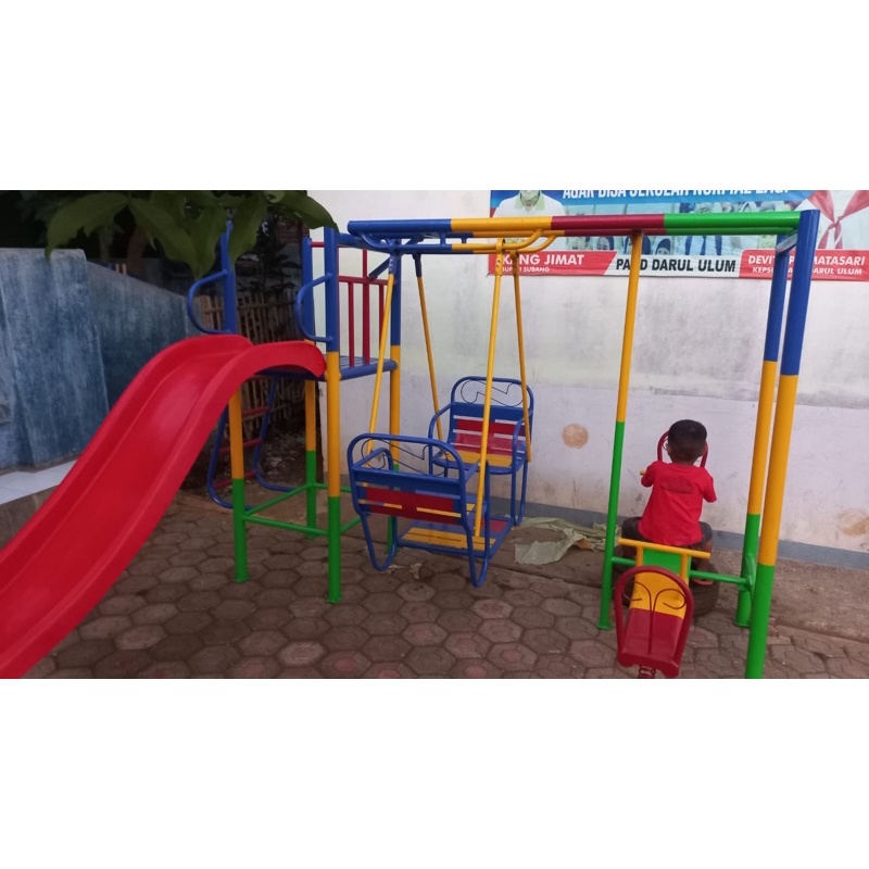 Jual playground anak set tiga perosotan set mainan tk mainan paud free ...