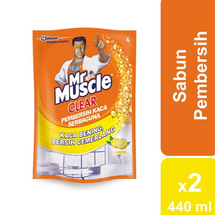 Jual Mr. Muscle Glass Liquid Lemon Pouch 440 ml x 2 Pcs | Shopee Indonesia