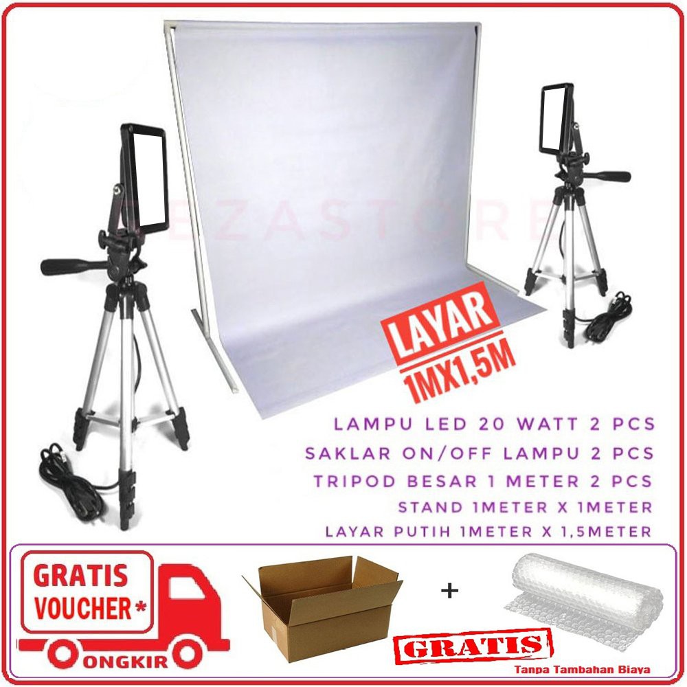 Jual Lampu Foto Studio Mini 20 Watt Lengkap Stand Background - Tripod 1 ...