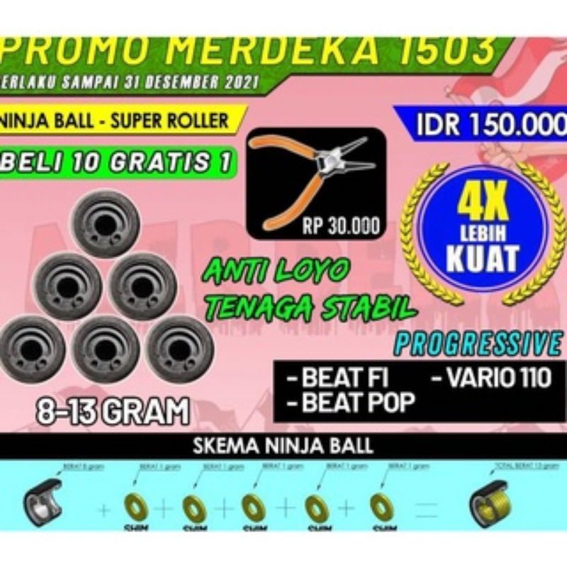 Jual ROLLER BRT RACING NINJA BALL VARIO110,BEAT FI,BEAT POP,SCOOPY ...