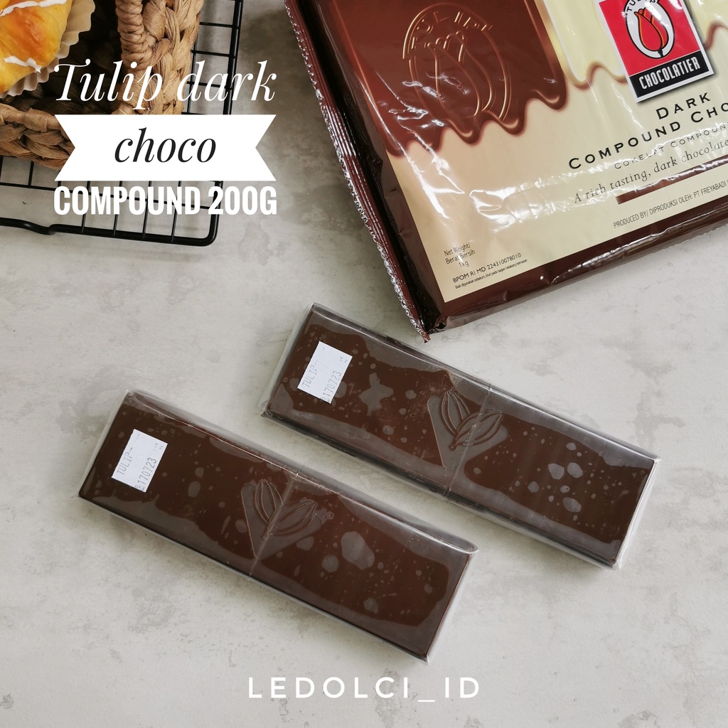 Jual TULIP DARK CHOCOLATE COMPOUND TULIP DCC DARK COKLAT KEMASAN 200 ...