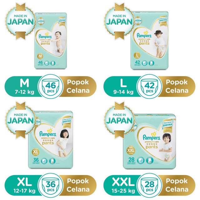 Jual Pampers Premium Pants Biru M46 L42 Xl36 Xxl28 M68 L62 Xl54 New Packaging Shopee Indonesia