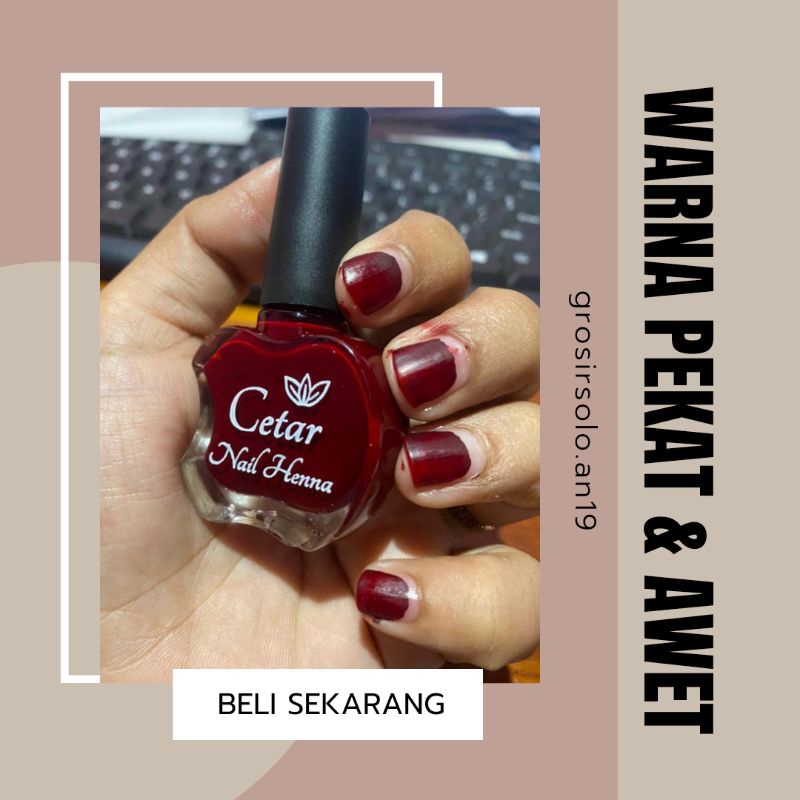 Jual CETAR NAIL HENNA BPOM awet sampai 2 bulan | kutek halal sah sholat ...