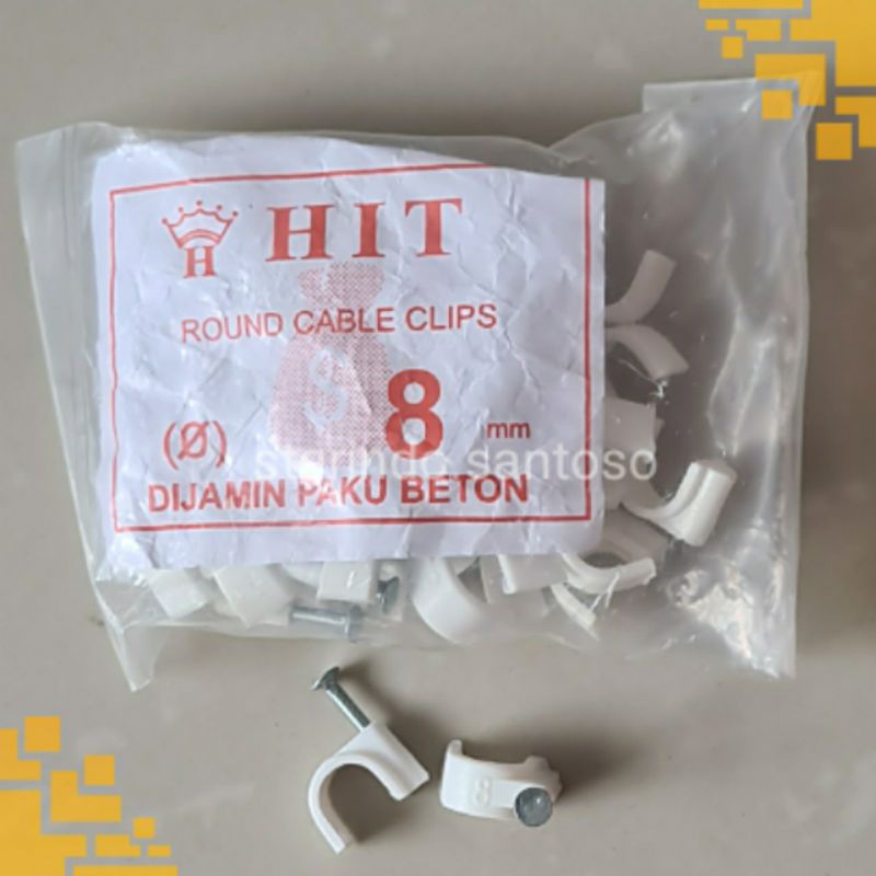 Jual KLEM KABEL 8 10 12 paku beton klam kabel listrik plastik putih ...