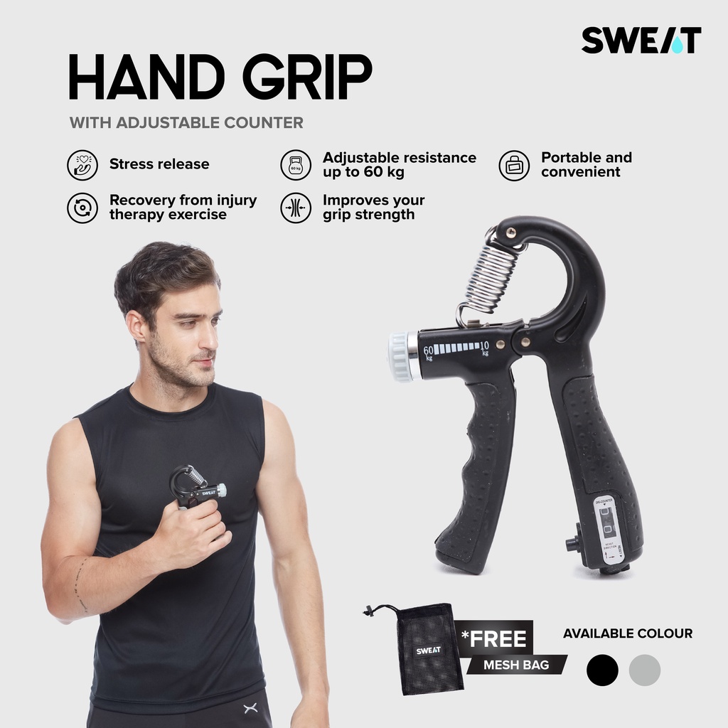 Jual SWEAT - Adjustable Hand Grip Exerciser | Handgrip Fitness Portable ...