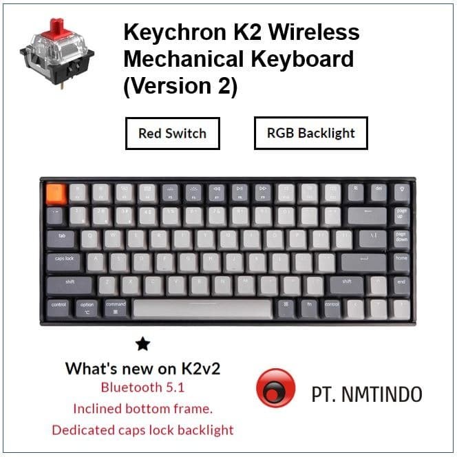 Jual Keychron K2 version 2 Red Switch RGB Backlight Plastic Frame murah ...