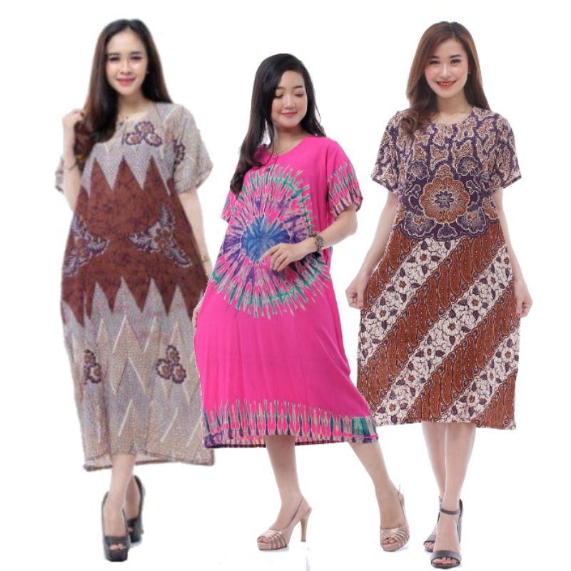 Jual Daster Batik Print - Lengan Pendek - Motif Abstrak - Leher Kancing ...