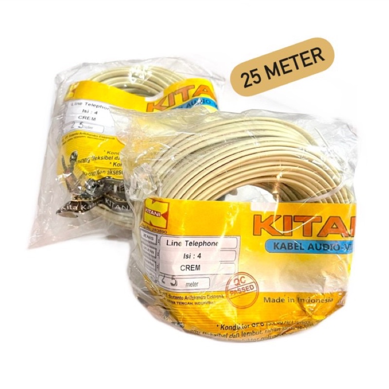 Jual Kabel Telephone Kitani 25 Meter Telepon 4 Pin RJ11 25M | Shopee ...