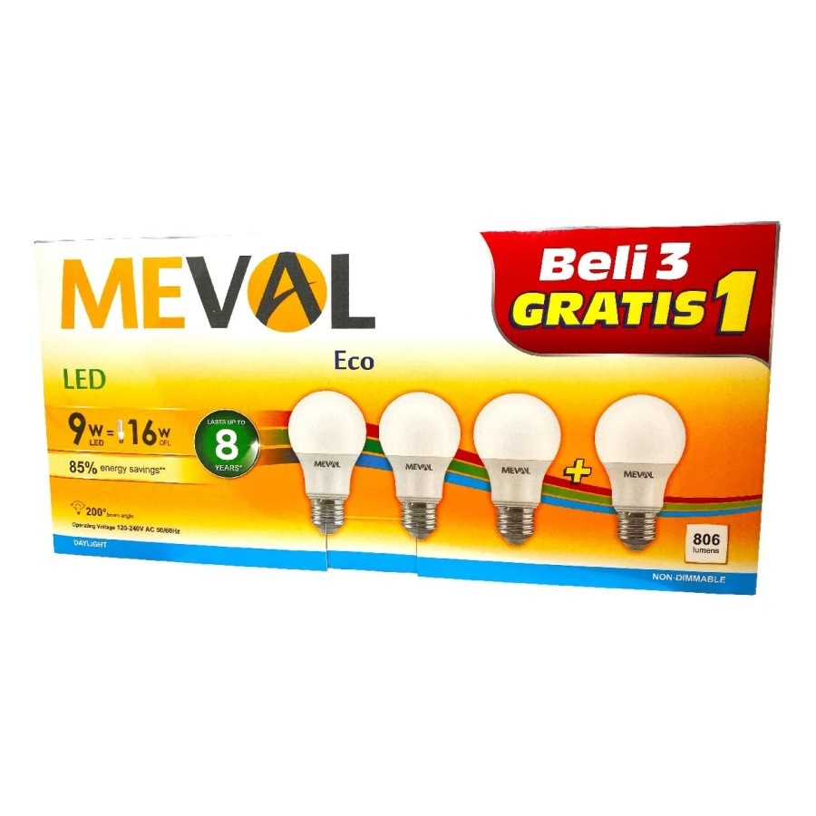 Jual Lampu Bohlam LED 9W MEVAL ECO Paket Isi 4 - 9W (Putih) | Shopee ...