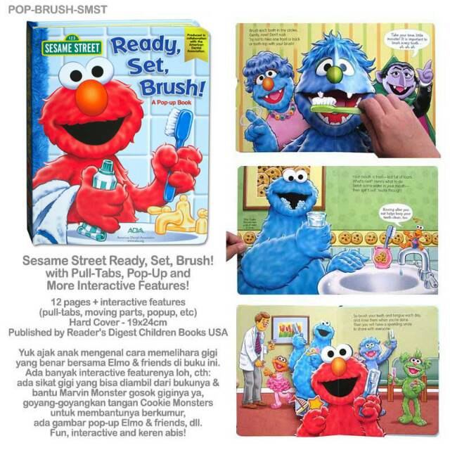 Jual Pop up book Elmo sesame street Ready set brush / Buku elmo gosok ...