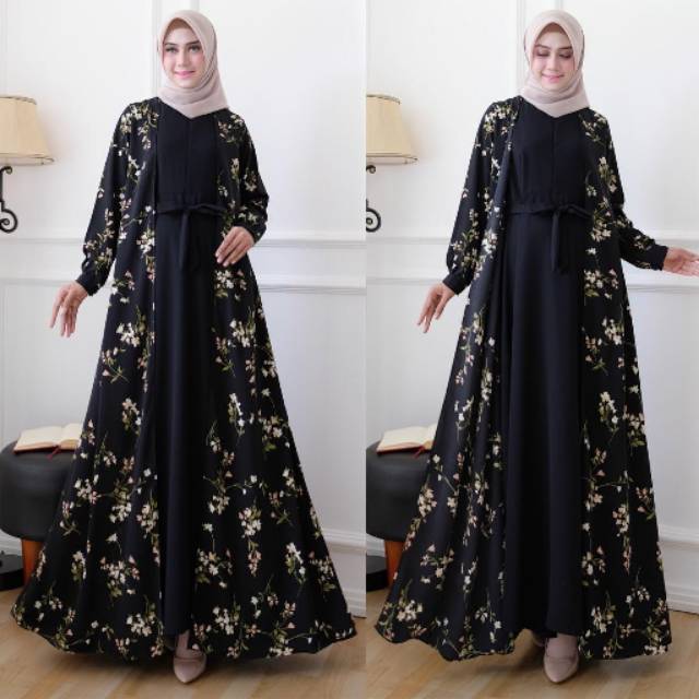 Jual Gamis wolfis polos kombinasi wolfis motif gamis hitam baju hitam ...