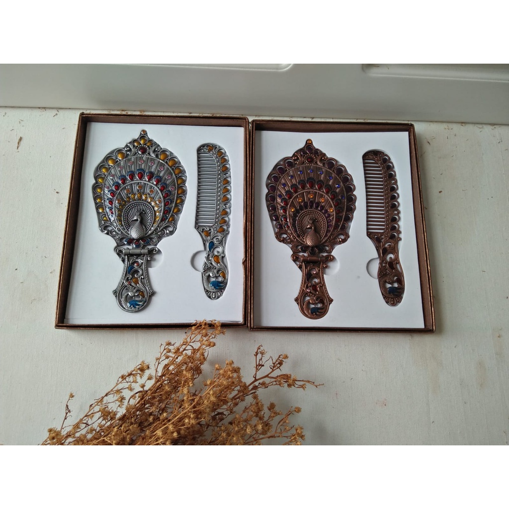 Jual Kaca + Sisir Set Tembaga Model Merak | Shopee Indonesia