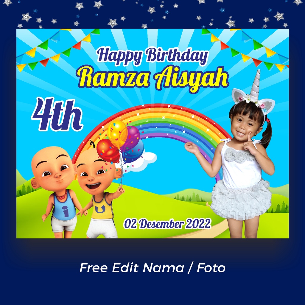 Jual Spanduk / Banner Ultah Anak Ulang Tahun Upin Ipin Backdrop ...