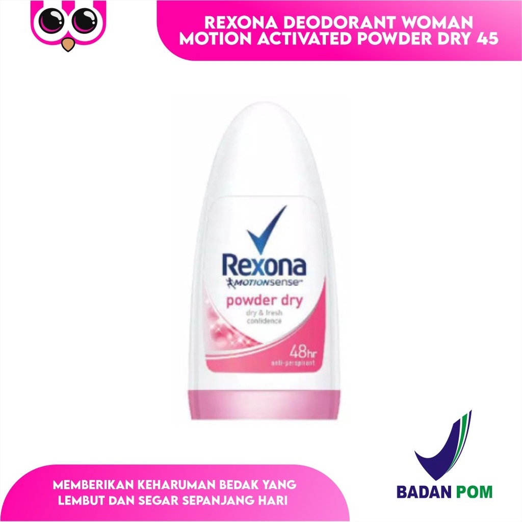 Jual [ POWDER 45 ML ] REXONA DEODORANT WOMAN MOTION ACTIVATED POWDER DRY 45 ML / ROLL ON ...