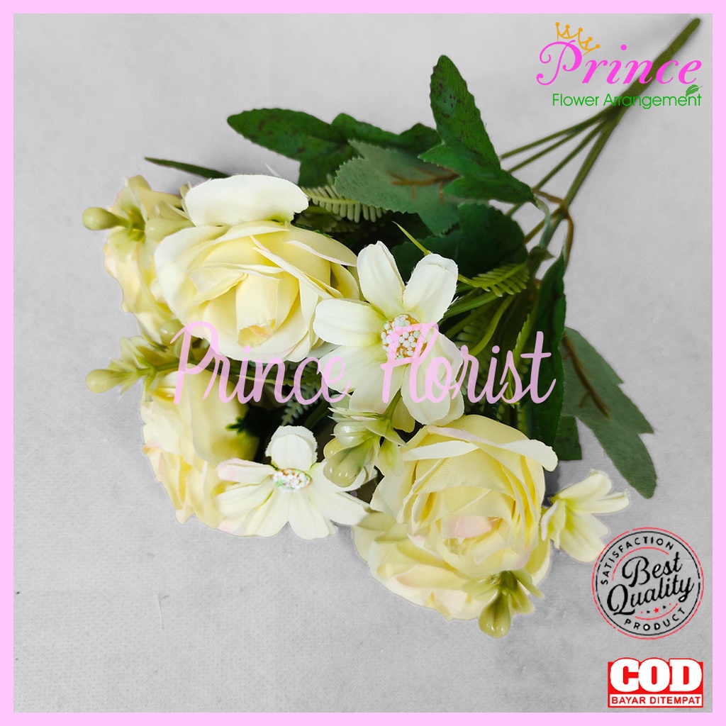 Jual Bunga Rose Double Pentul Cabang 5 Buatan Mawar Hiasan Dekorasi ...