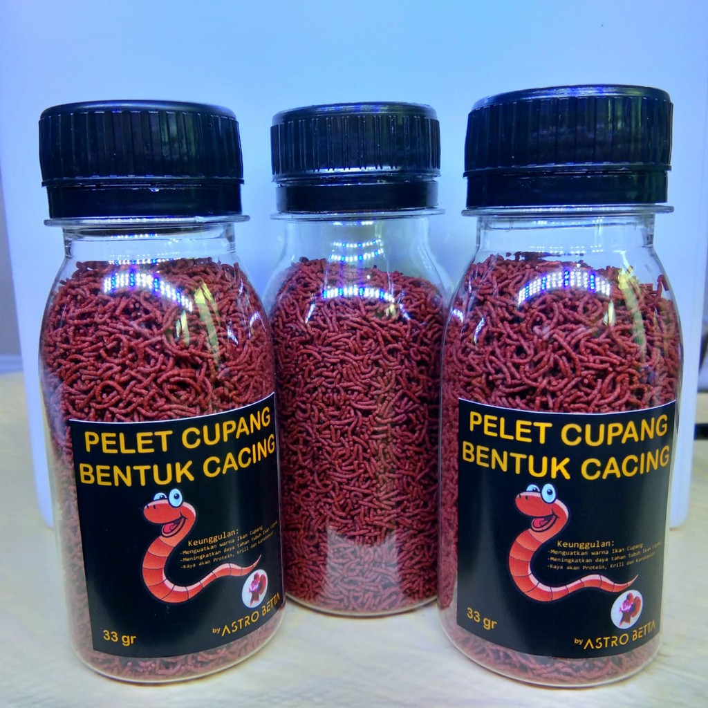 Jual Pelet Ikan Cupang Bentuk Cacing, Penguat Warna. Net: 33gram ...