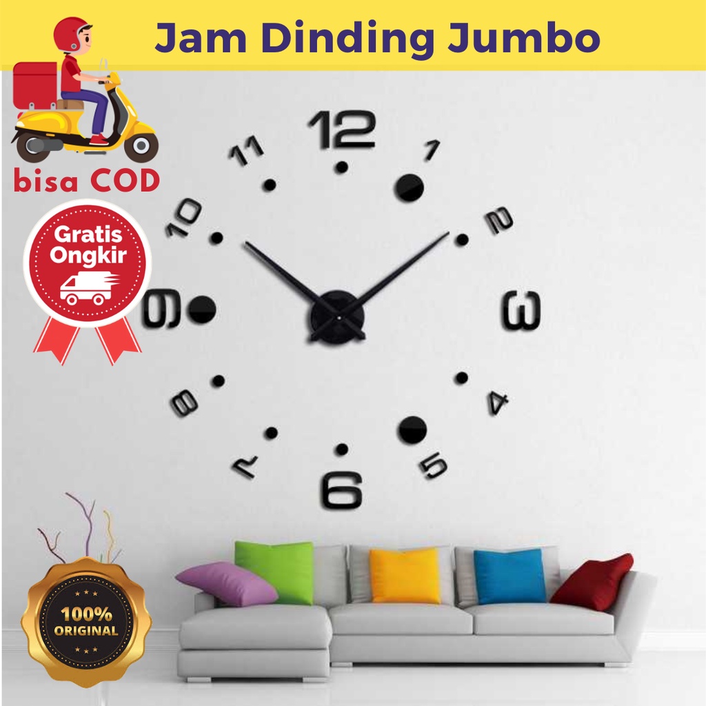 Jual Jam Dinding Besar Ukuran Jumbo Raksasa Minimalis Angka 100cm JD01 ...