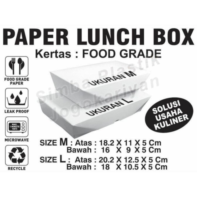 Jual PAPER LUNCH BOX / LUNCH BOX KERTAS / BOX NASI KERTAS / KOTAK ...
