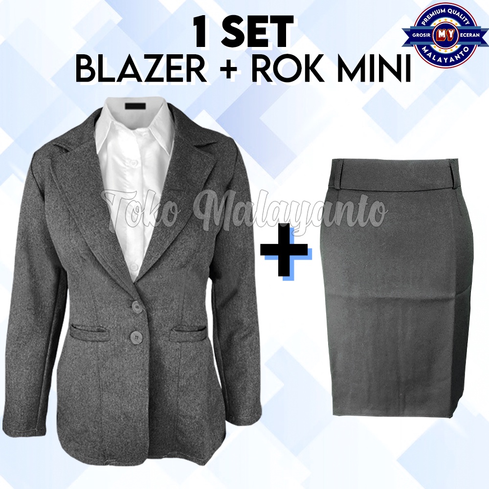 Jual One Set Setelan Jas Blazer Rok Span Mini Pendek Wanita Stelan Jas ...