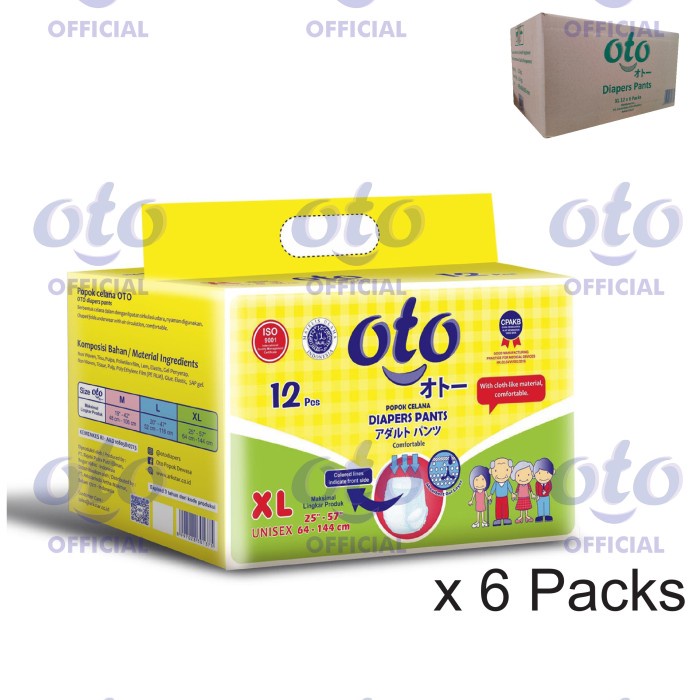 Jual Dewasa-Diaper- Oto Diapers Pants / Popok Dewasa Model Celana Ukuran Xl,Isi 12 Pcs X 6 ...