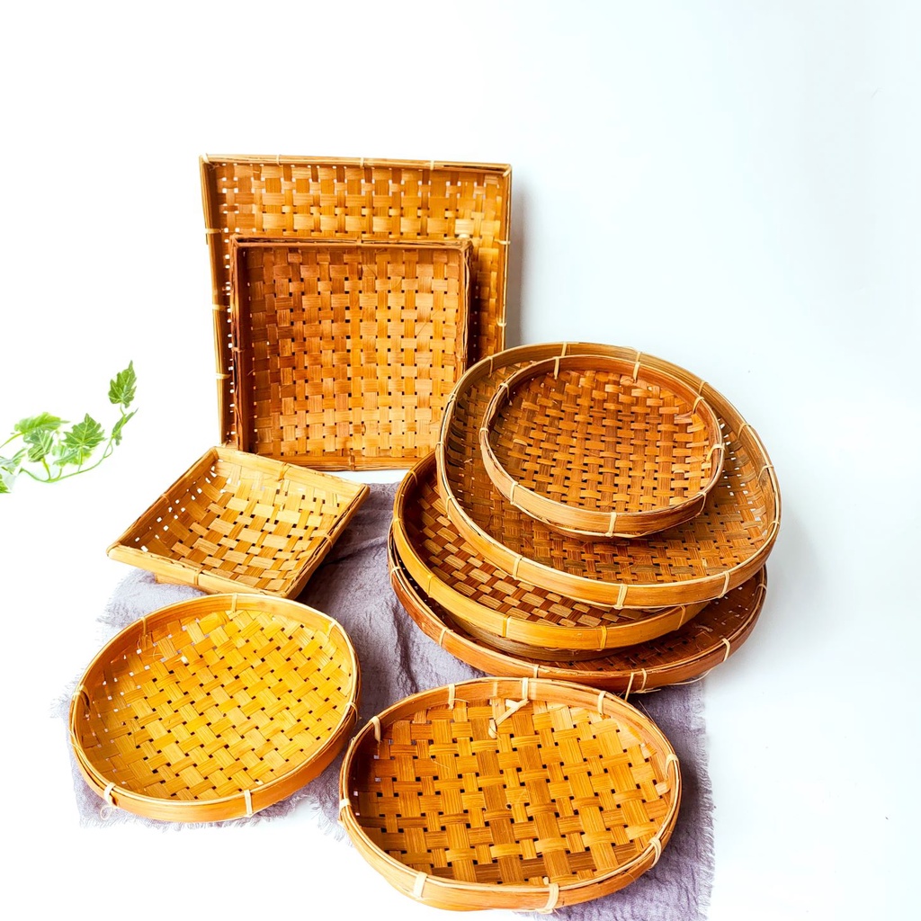 Jual PIRING BAMBU ECER - Piring Bambu/ Nampan Bambu/ Wadah Saji Makanan ...