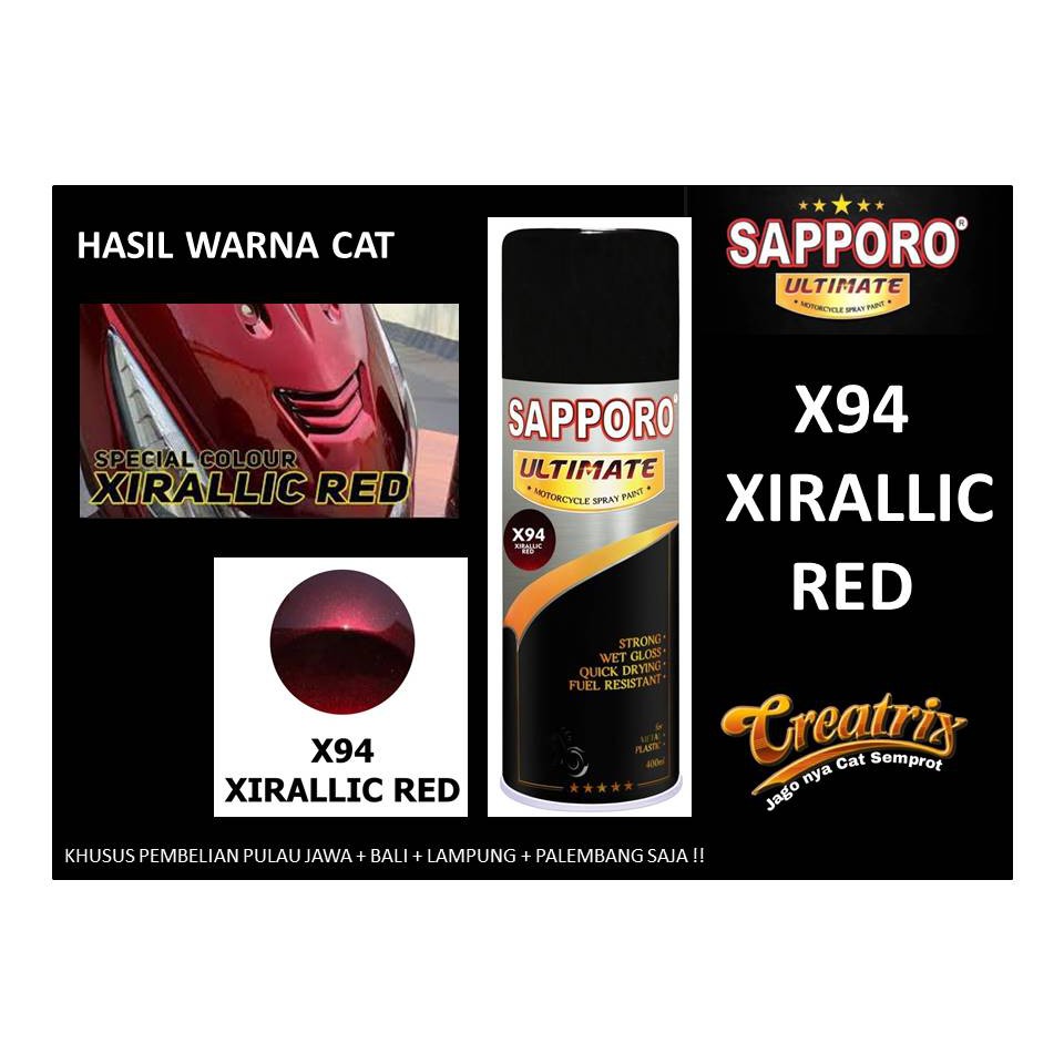 Jual Sapporo Ultimate X94 Xirallic Red / Sapporo Spray / Pilok / Pylox ...