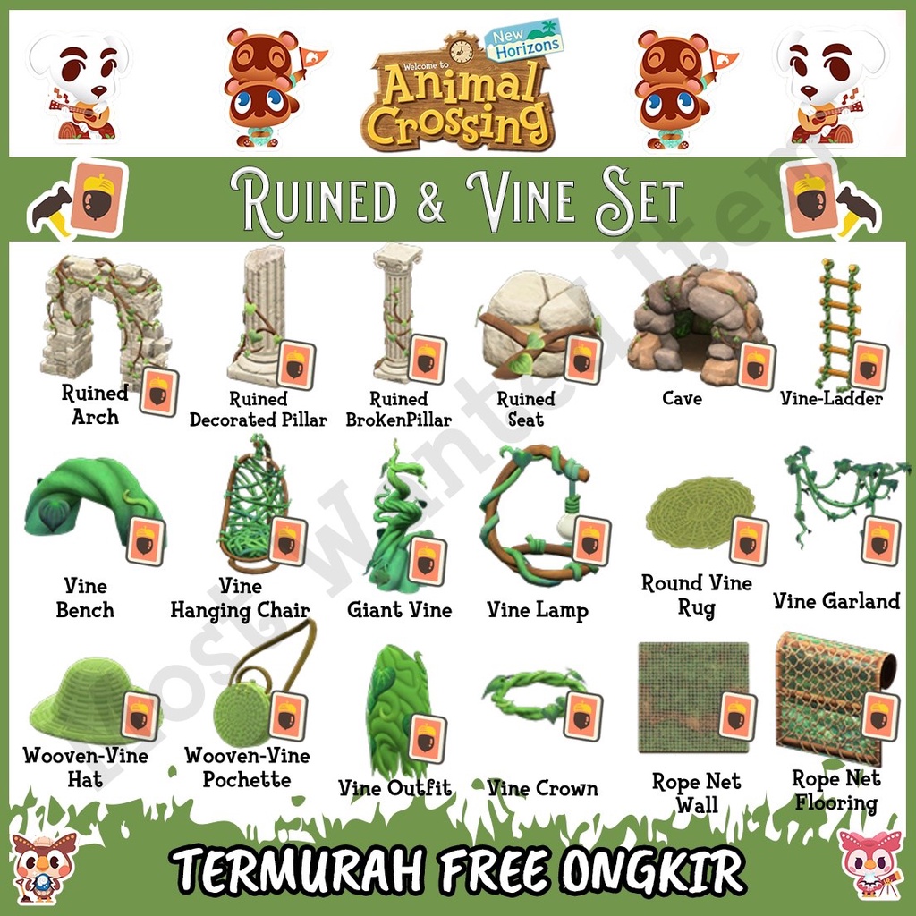 Jual Vine Ruined Set Animal Crossing New Horizon ACNH NMT Bells Item ...