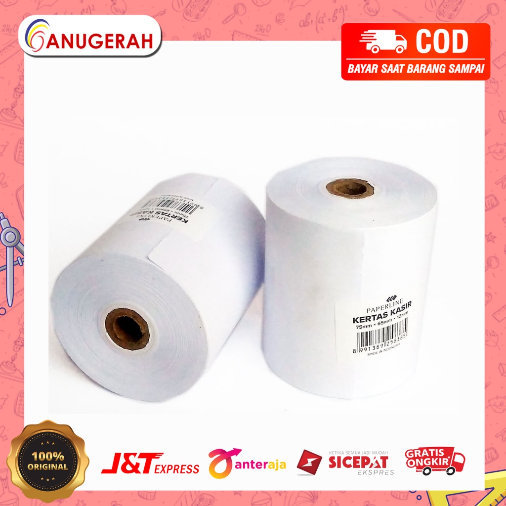 Jual PAPERLINE 75X65 1 PLY KERTAS TELSTRUK / STRUK KASIR ROLL (PACK ...