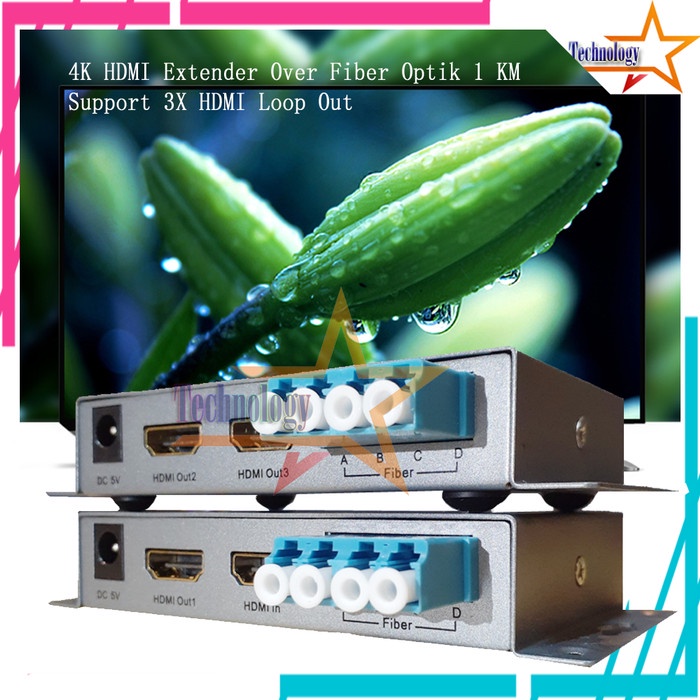 Jual 4K HDMI Splitter Extender 1 KM over Fiber Optik OM3 with Loop 3X ...