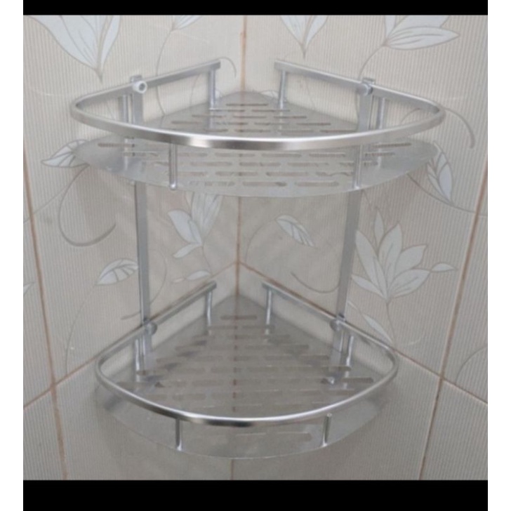 Jual Rak pojok stainless/rak serba guan 2susun/rak sudut kamr mandi ...