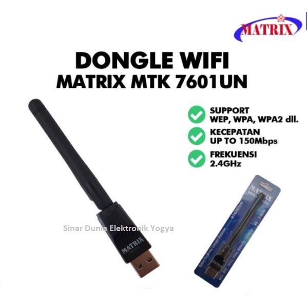 Jual Dongle Matrix USB Wifi Receiver HD Adapter 150Mbps MTK7601UN MTK7601 | Shopee Indonesia