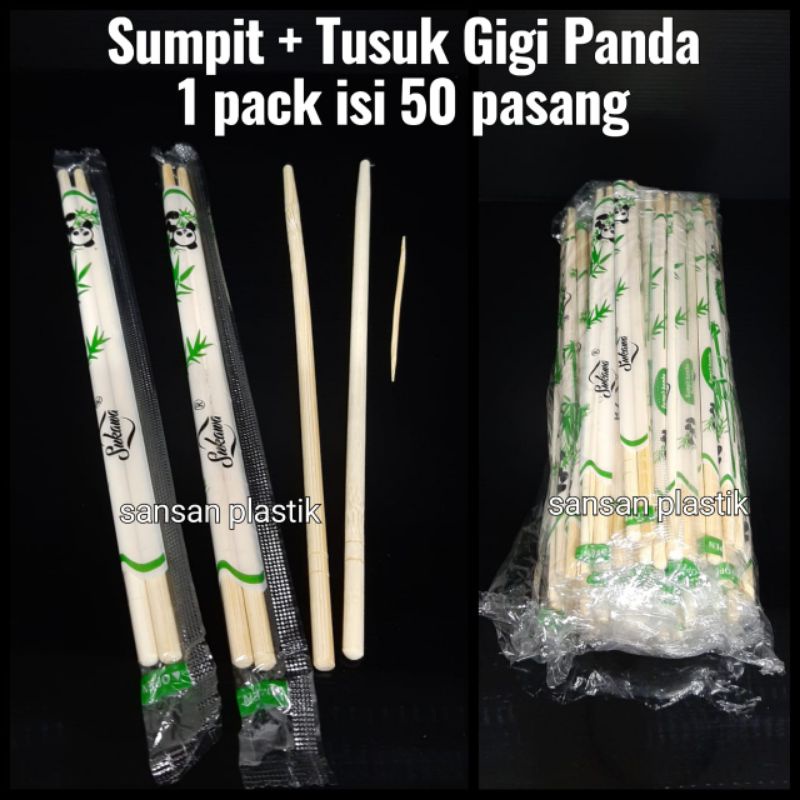 Jual Sumpit Bambu + Tusuk Gigi Panda / Sumpit Bambu Steril isi 50 ...