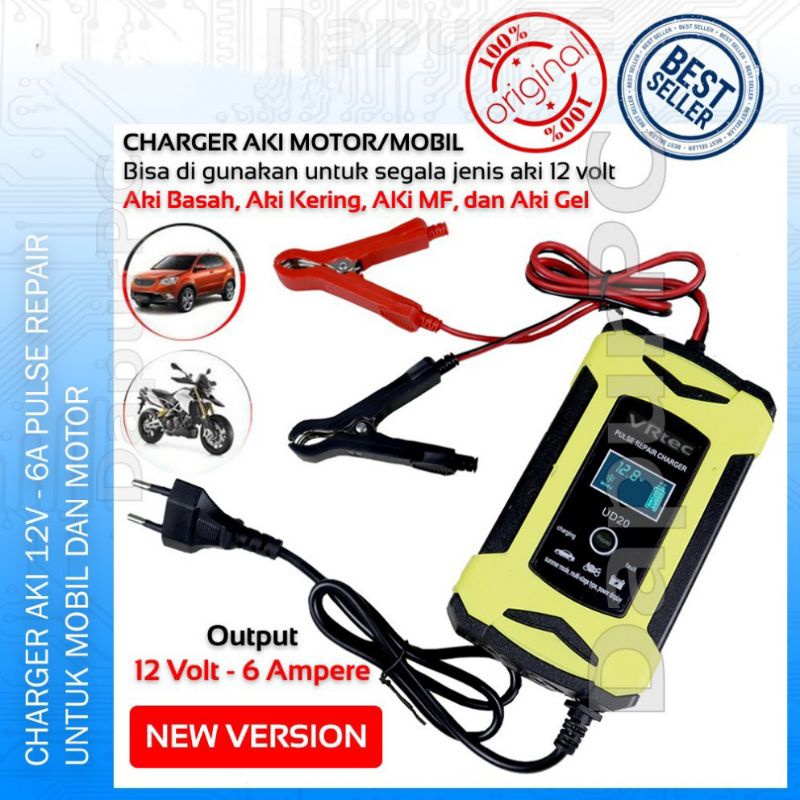Jual CHARGER AKI MOTOR MOBIL 12V 6A UD20 Intelligent Charger accu ...