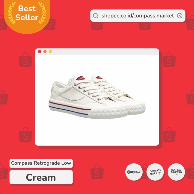 Jual SEPATU COMPASS RETROGRADE LOW CREAM | Shopee Indonesia