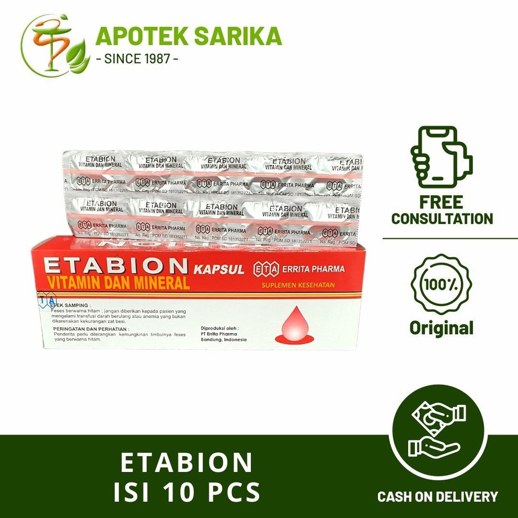 Jual Etabion 1 strip 10pcs (multivitamin & mineral lengkap dewasa ...