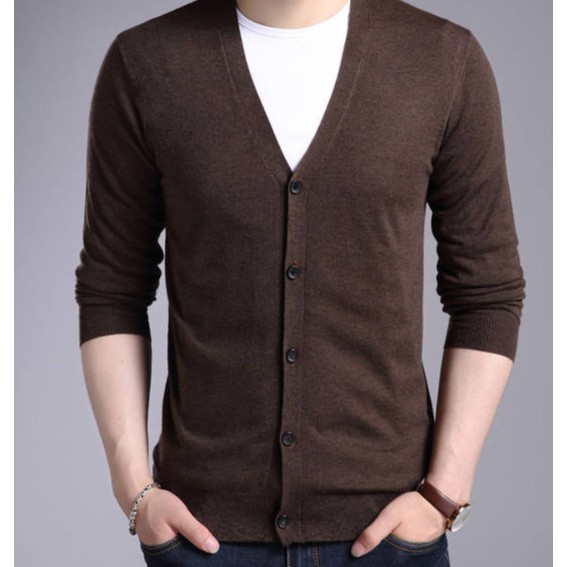 Jual Cardigan Clean Dark Brown / Cardigan Rajut Pria Cokelat Tua ...