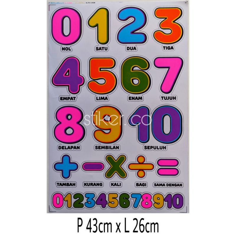 Jual STIKER LEMBARAN ANGKA/NOMOR UKURAN 43X26 CM | Shopee Indonesia