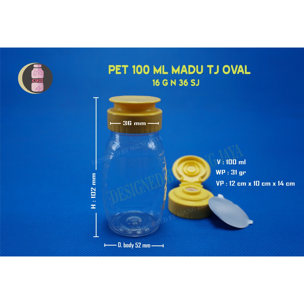 Jual Botol 100 ml Madu TJ /Botol 100 ml Madu Oval/Botol 100 ml Madu ...