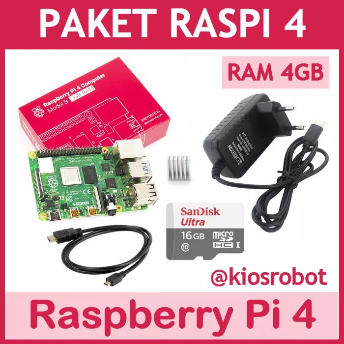 Jual Paket Raspberry Pi 4 RAM 4GB Siap Pakai Raspi Pi4 Made in UK ...