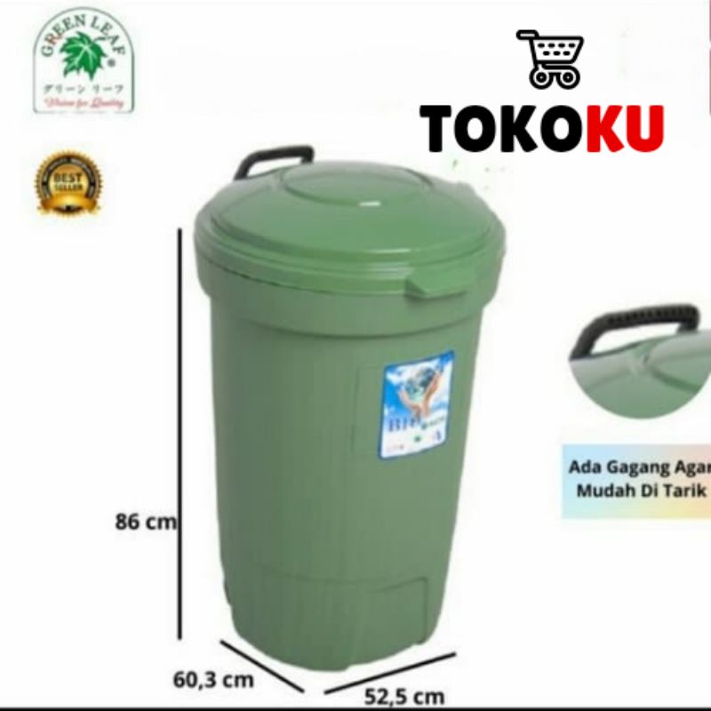 Jual TEMPAT SAMPAH BIO BULAT 120 LITER 2120 GREEN LEAF + RODA/TONG SAMPAH | Shopee Indonesia